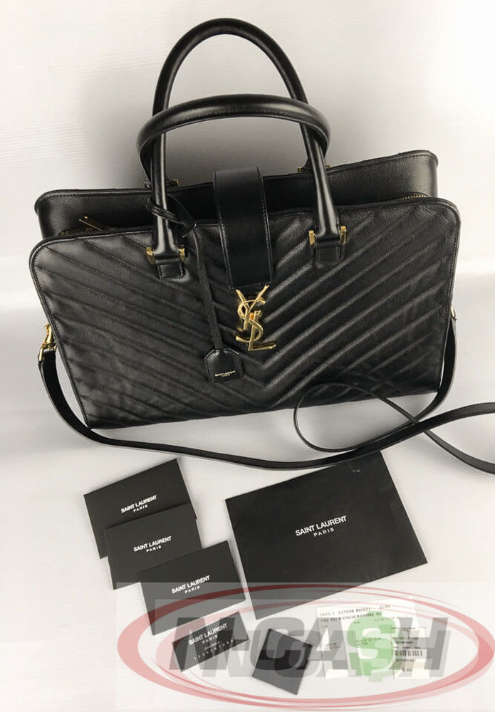Yves Saint Laurent YSL Large Monogram Black Leather Bag | N-Cash