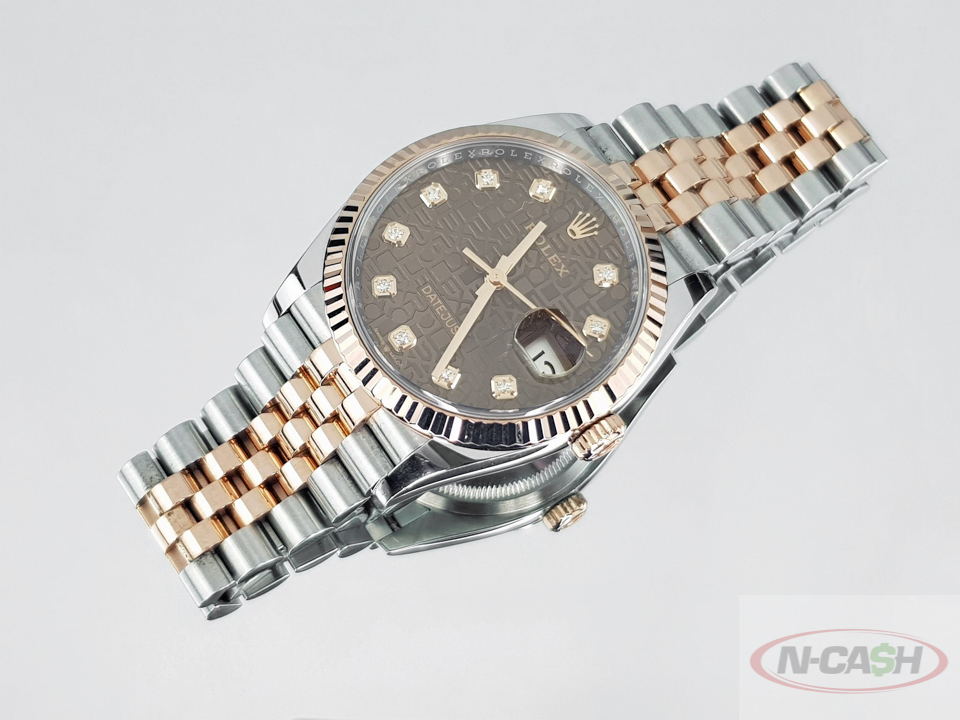 Rolex Datejust 36 Steel Rose Gold Diamonds Choco Dial | N-Cash