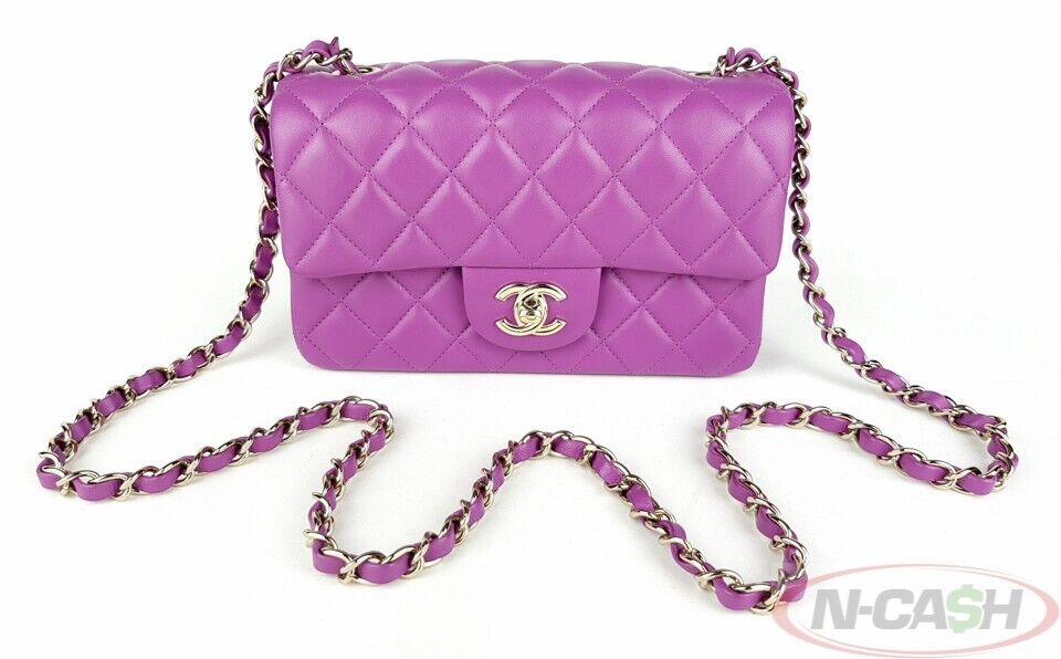 CHANEL Purple Lambskin Rectangular Mini Single Flap | N-Cash
