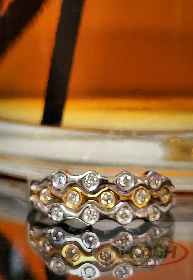 Trio Gold and White Gold Stacked Diamond Scatter Ring | N-Cash
