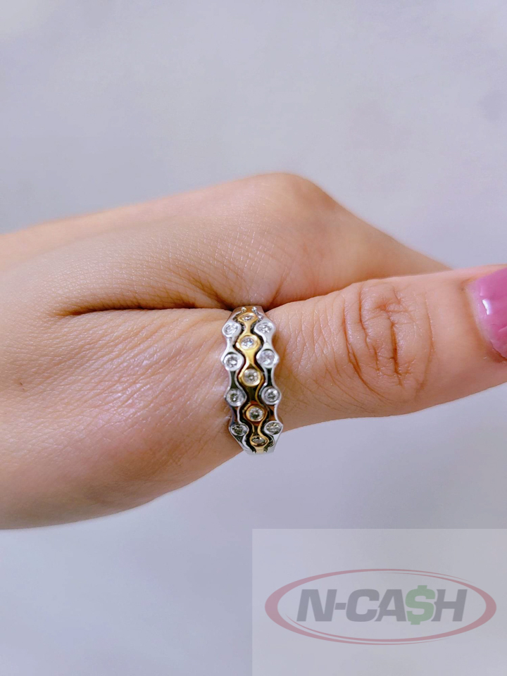 Trio Gold and White Gold Stacked Diamond Scatter Ring | N-Cash