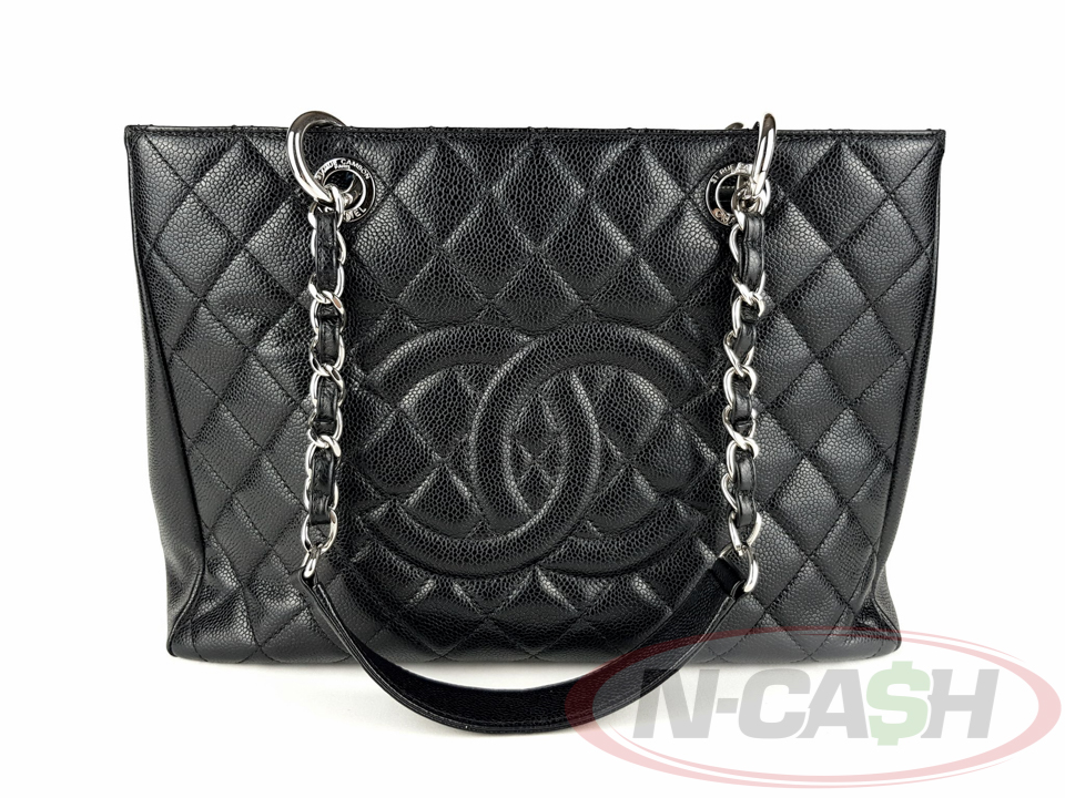 Chanel GST Black Quilted Caviar Leather Tote Bag | N-Cash