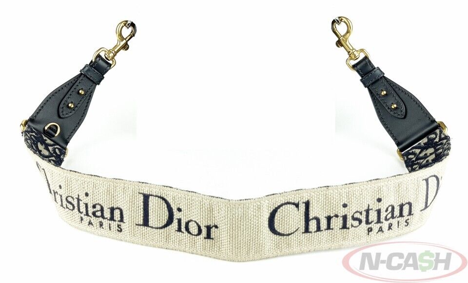 Dior Blue Oblique Embroidery Canvas Strap | N-Cash
