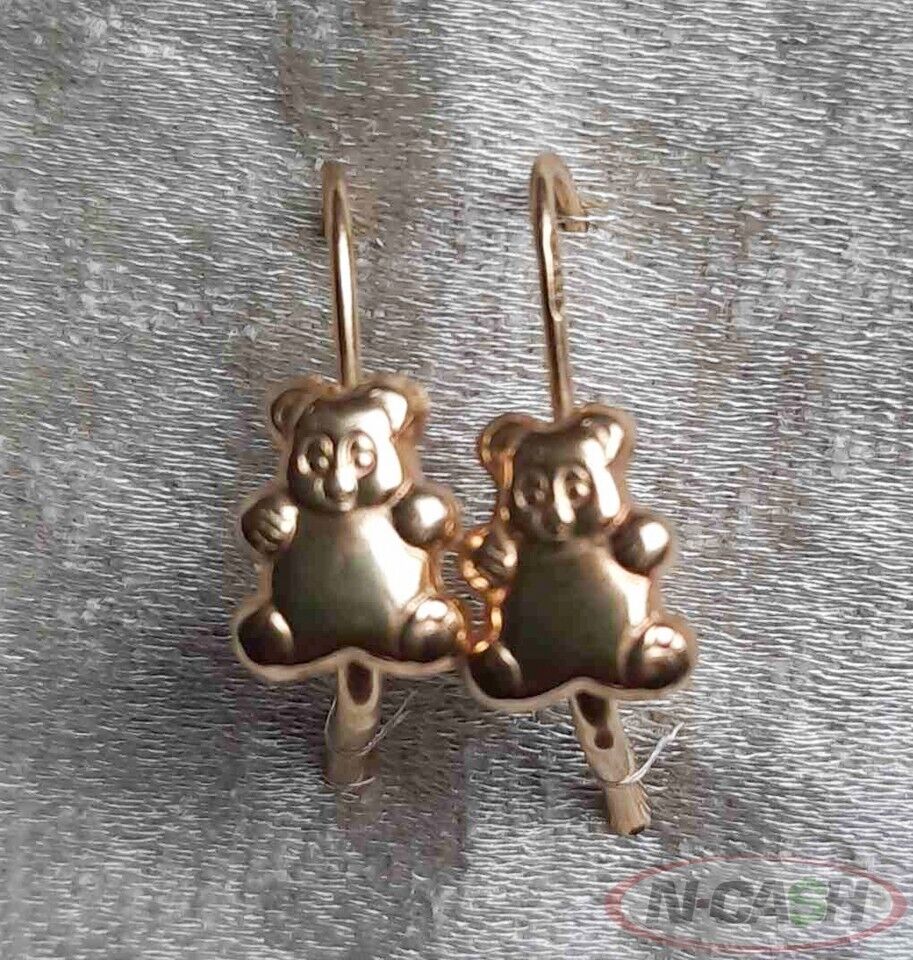 Genuine Teddy Bear 14Kt Yellow Gold Earrings | N-Cash