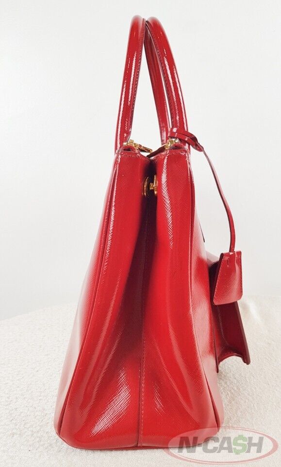 Prada Red Patent Saffiano Lux Leather Cargo Pocket Bag | N-Cash