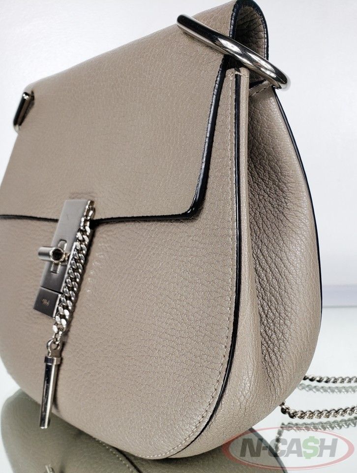 Chloé Drew Grey Lambskin Leather Chain Crossbody Bag | N-Cash