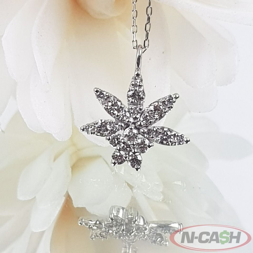 Natural Diamond Maple Leaf Pendant on Chain | N-Cash