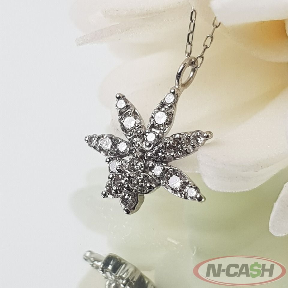 Natural Diamond Maple Leaf Pendant on Chain | N-Cash
