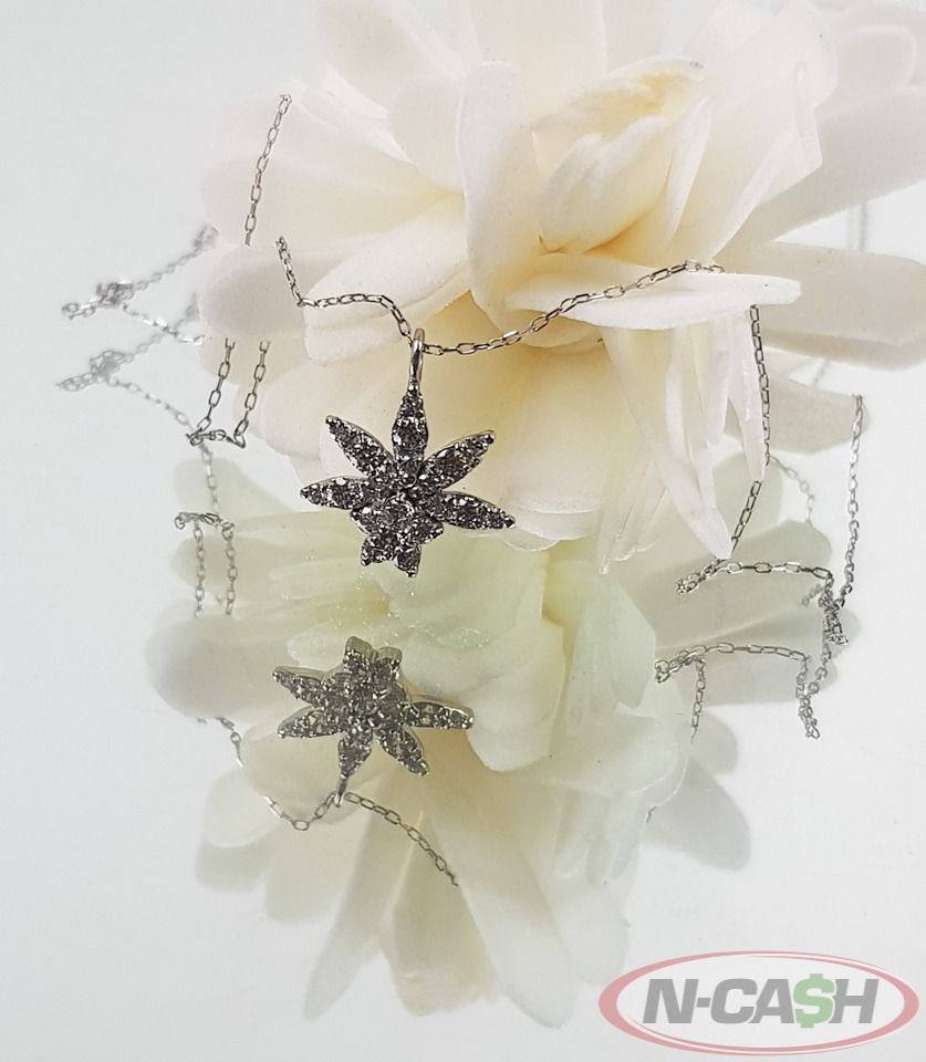 Natural Diamond Maple Leaf Pendant on Chain | N-Cash