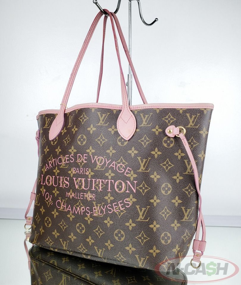 Louis Vuitton Ltd Ed. Neverfull MM Rose Velours Ikat Monogram Canvas ...