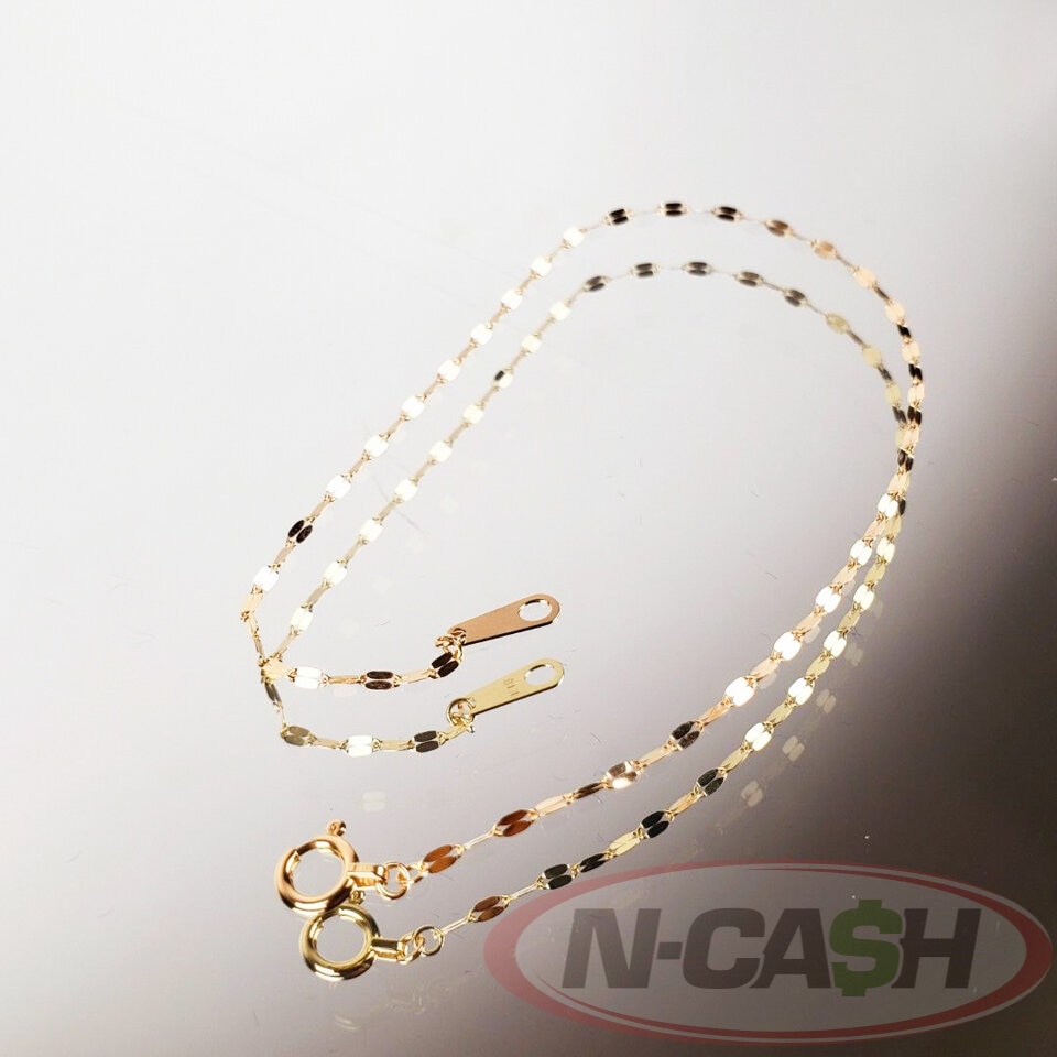 18k Yellow Gold Chain Shiny Dual Mirror Chain | N-Cash
