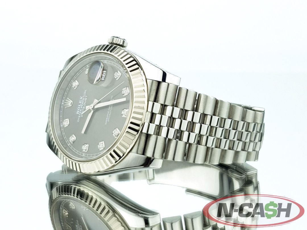 Rolex Datejust 41 Fluted Jubilee Rhodium Diamond MarkersN-CashN-Cash